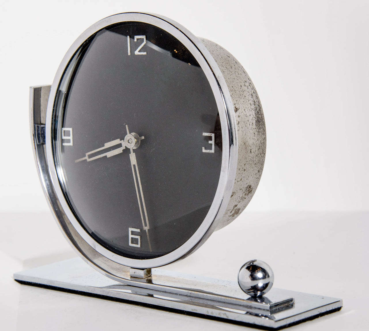 Streamline Art Deco Clock with Circular Face and Chromed Accents at ...