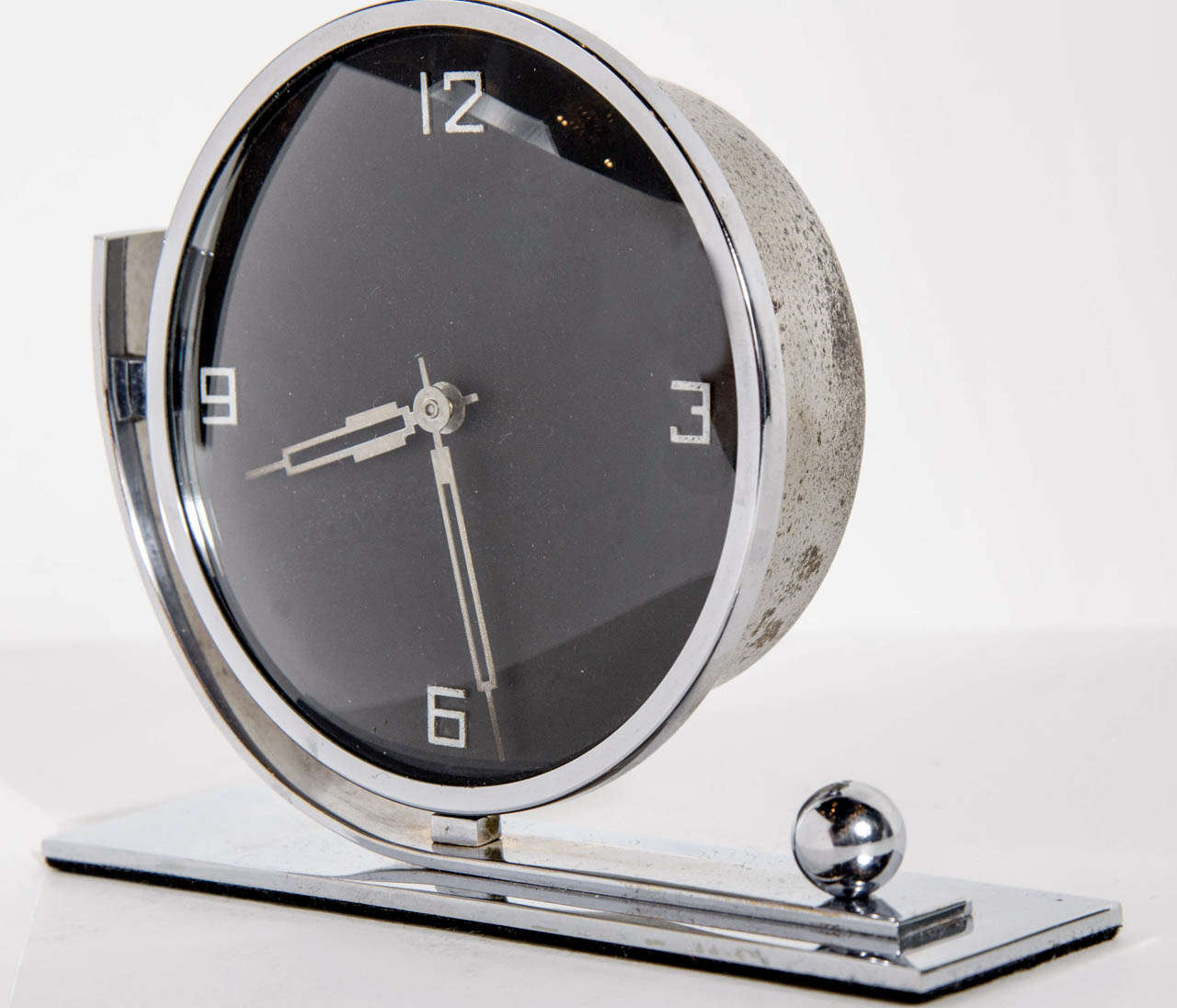 Streamline Art Deco Clock with Circular Face and Chromed Accents at ...