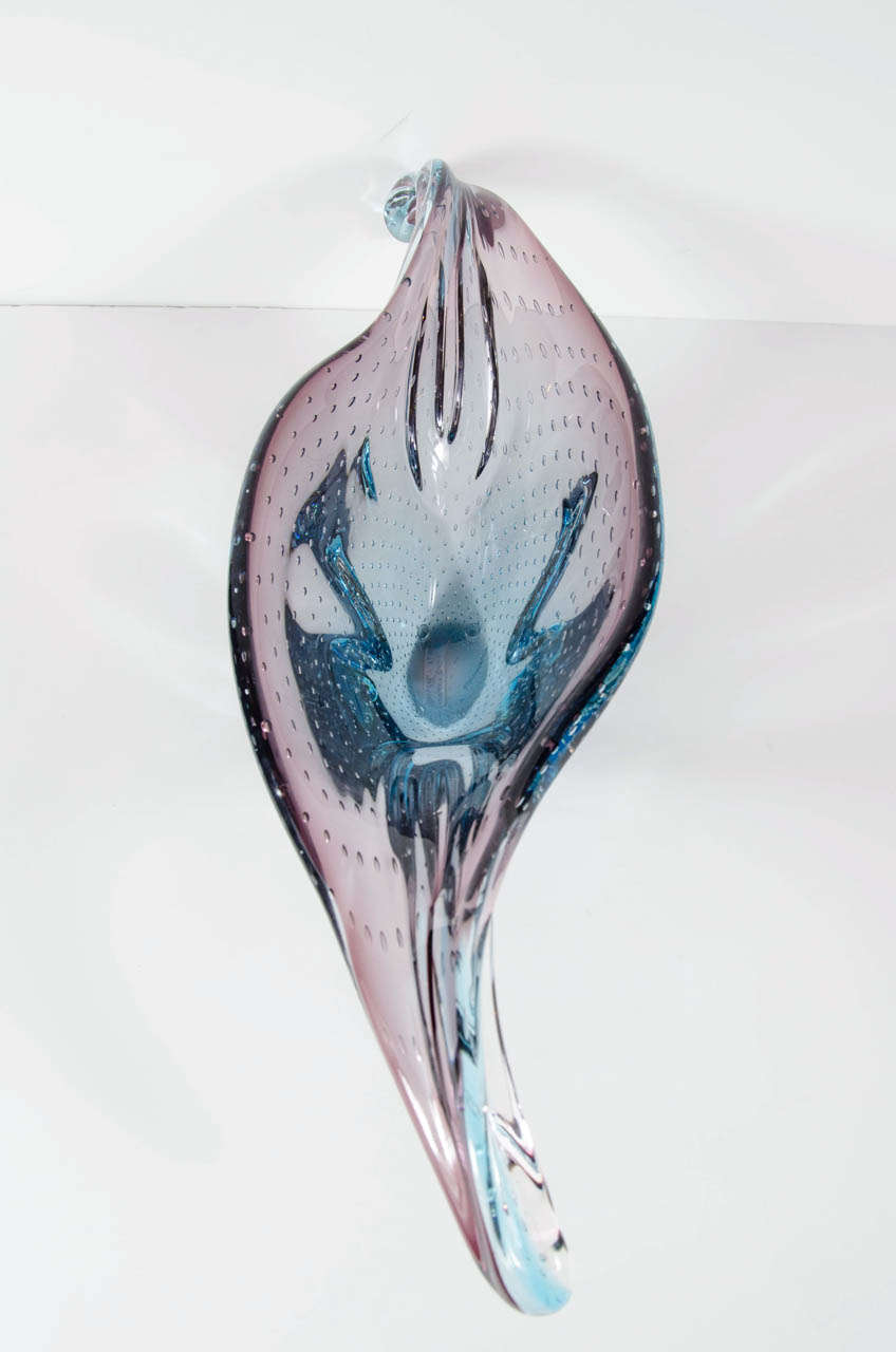 Sinuous Murano Glass Bowl with Free Form Design at 1stDibs