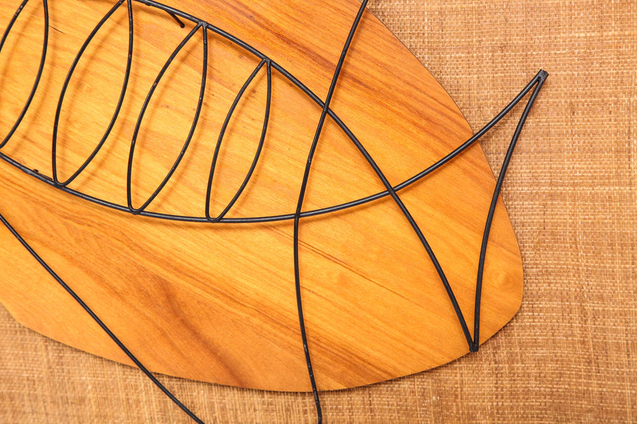 Wall Sculpture, Mid-Century, Fish Motif, Wood and Linen, Modern Art ...