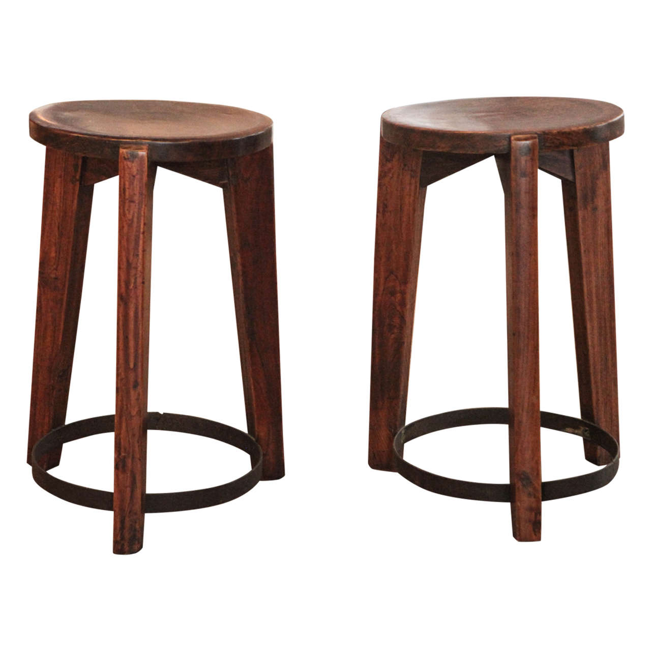 Pair of Pierre Jeanneret Stools, Chandigarh, India at 1stDibs