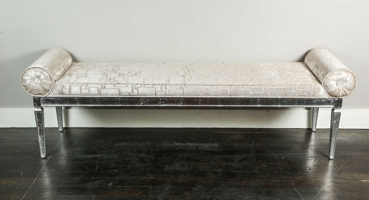 Art Deco Bench with Rolled Sides in Silver Leaf Wood at 1stDibs