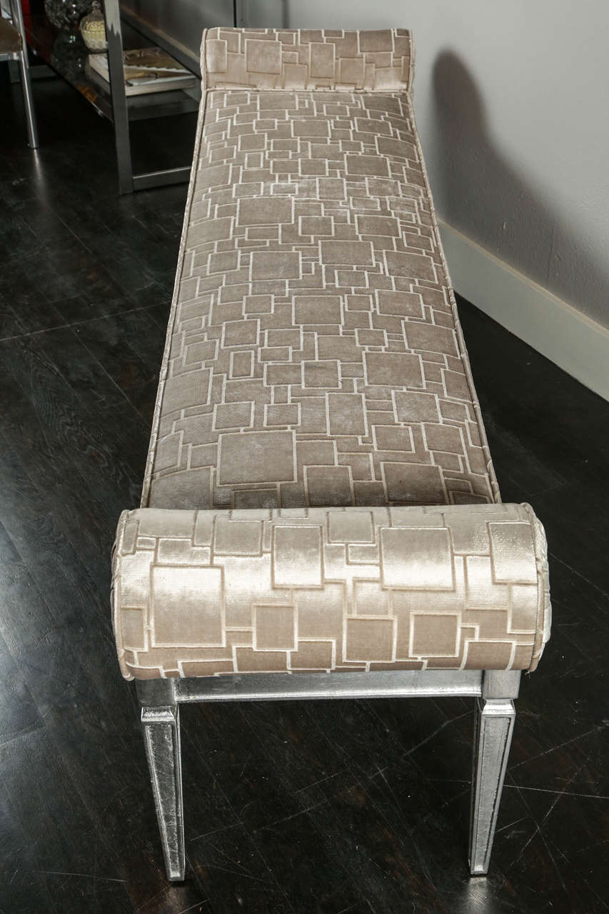 Art Deco Bench with Rolled Sides in Silver Leaf Wood at 1stDibs