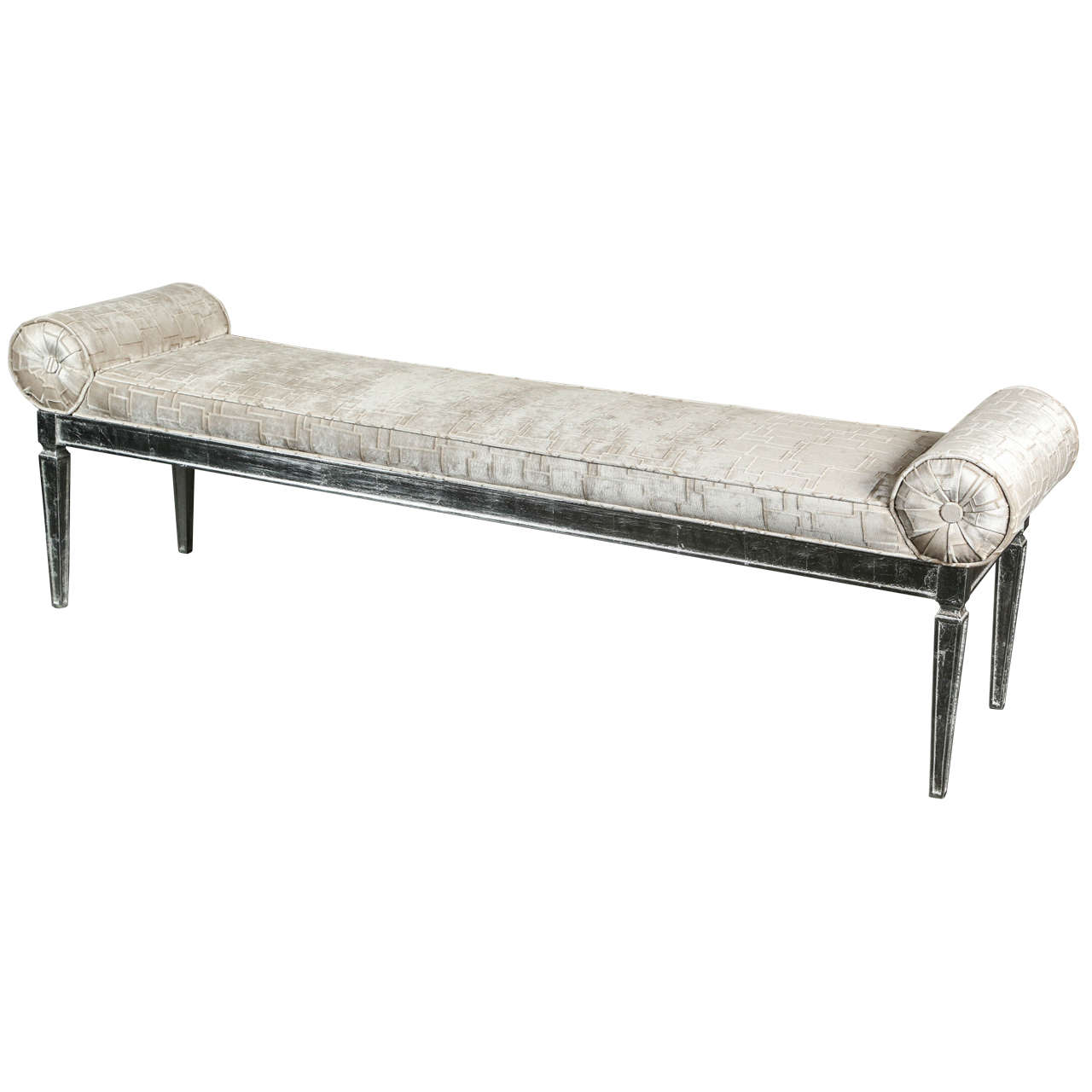 Art Deco Bench with Rolled Sides in Silver Leaf Wood at 1stDibs