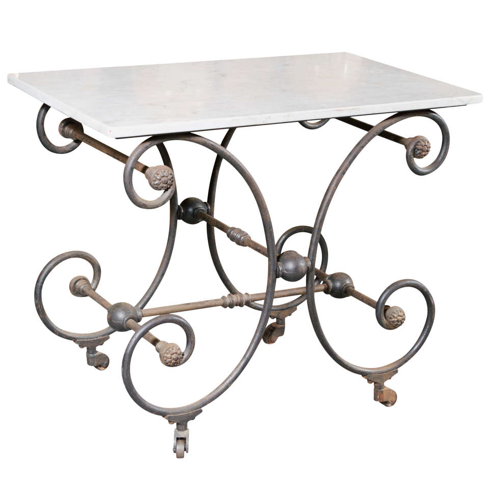 French Marble Top Butcher/Pastry Table at 1stDibs