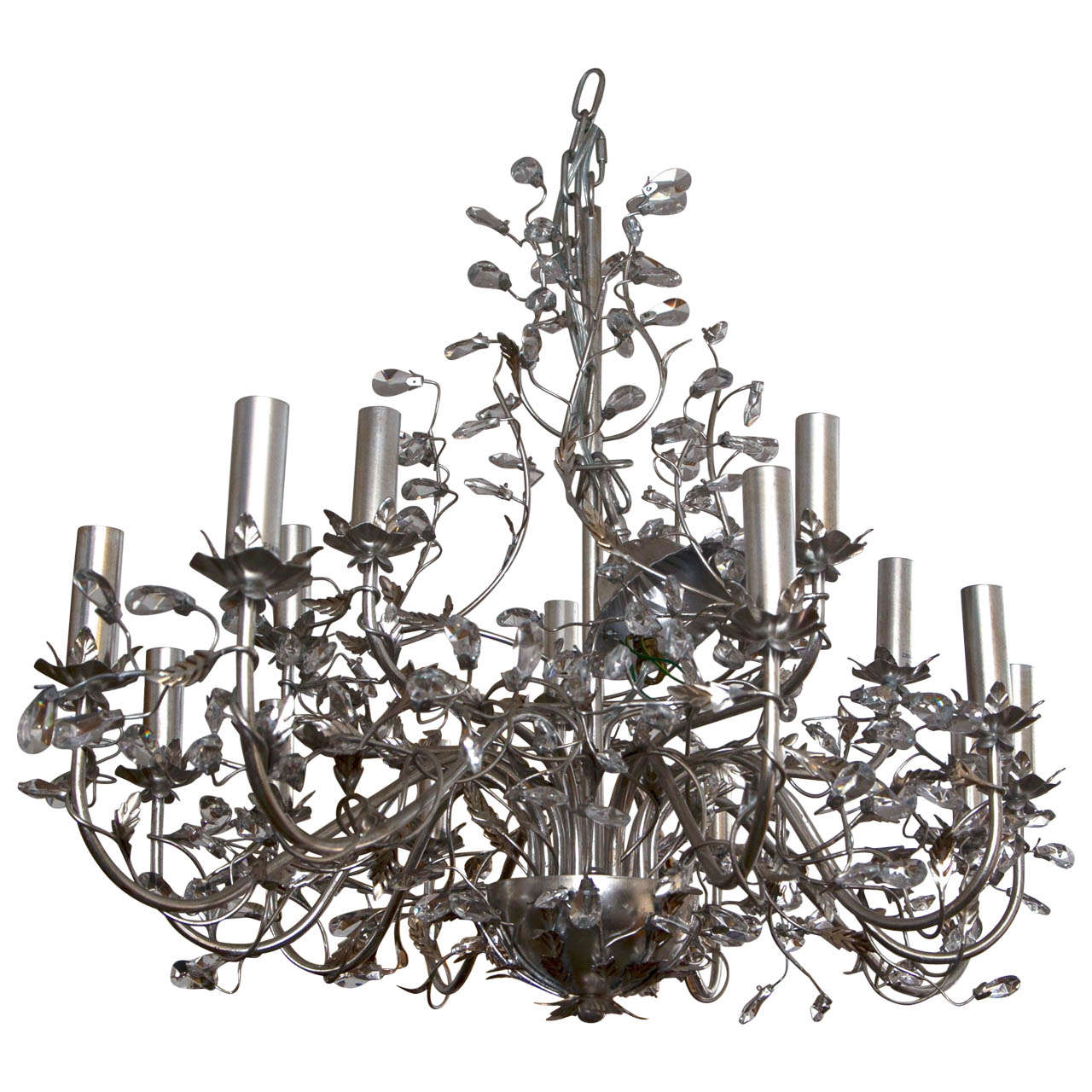 Silver Metal Floral Design Chandelier For Sale at 1stDibs | silver ...