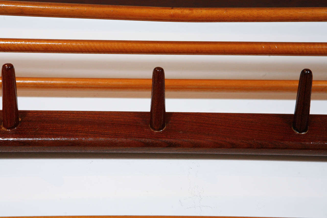 Mid-Century Teak Wall Mount Coat Rack at 1stDibs