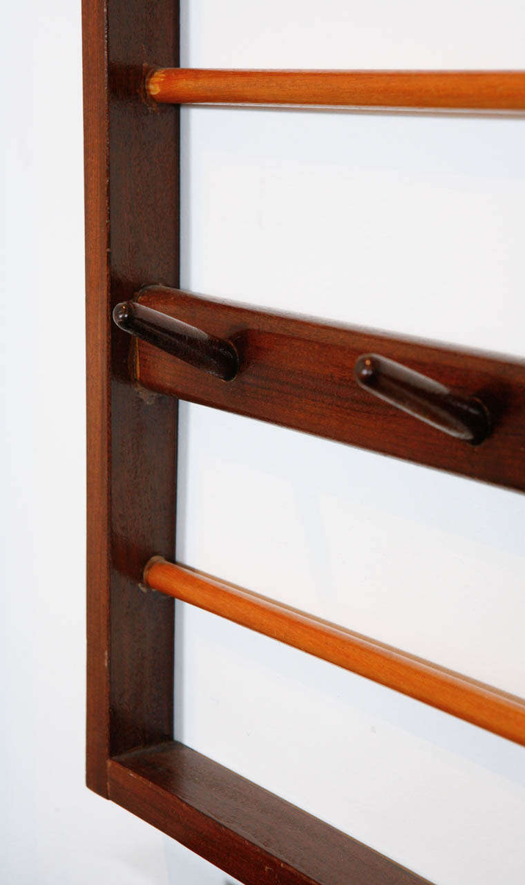 Mid-Century Teak Wall Mount Coat Rack at 1stDibs