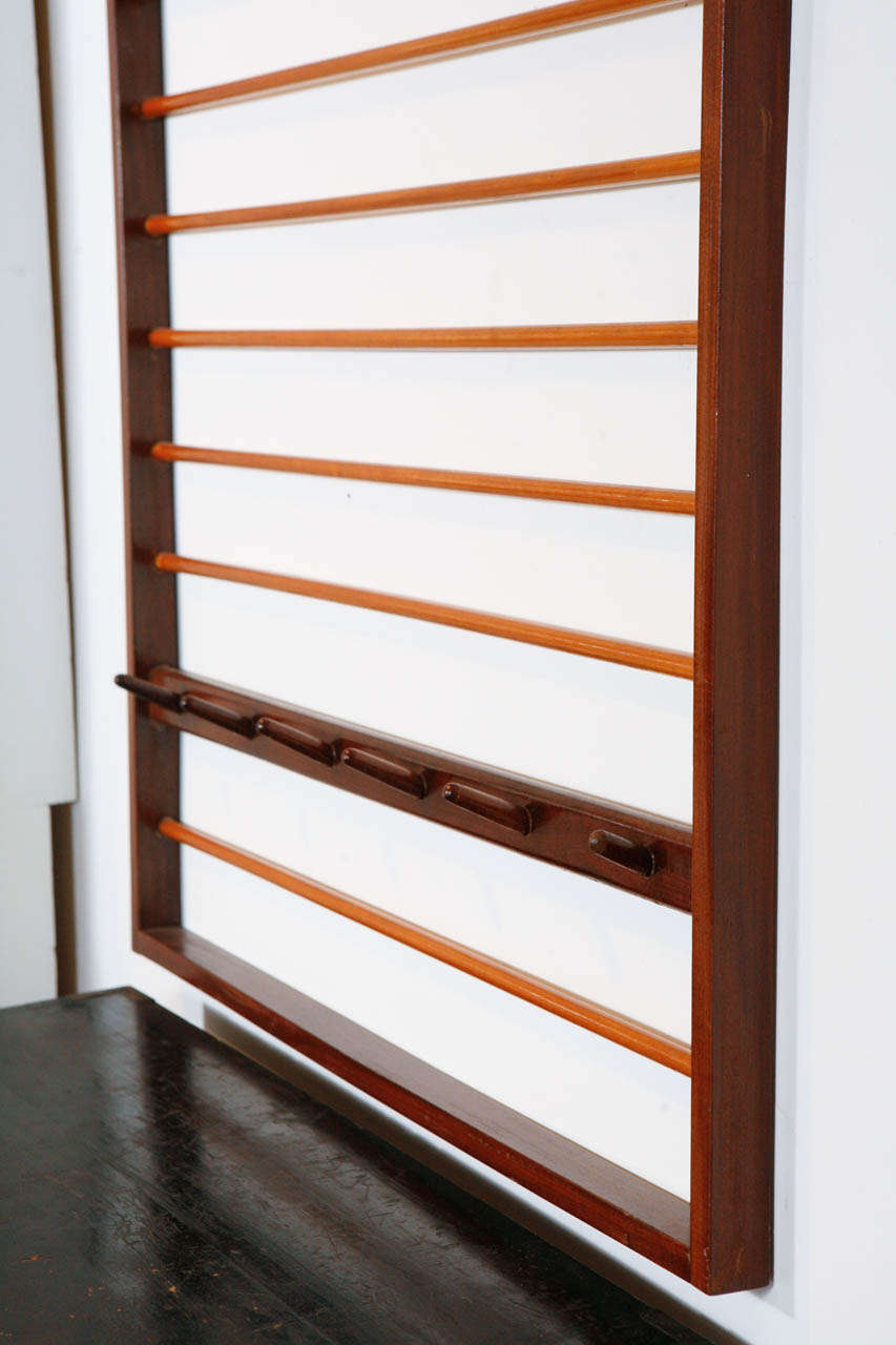 Mid-Century Teak Wall Mount Coat Rack at 1stDibs