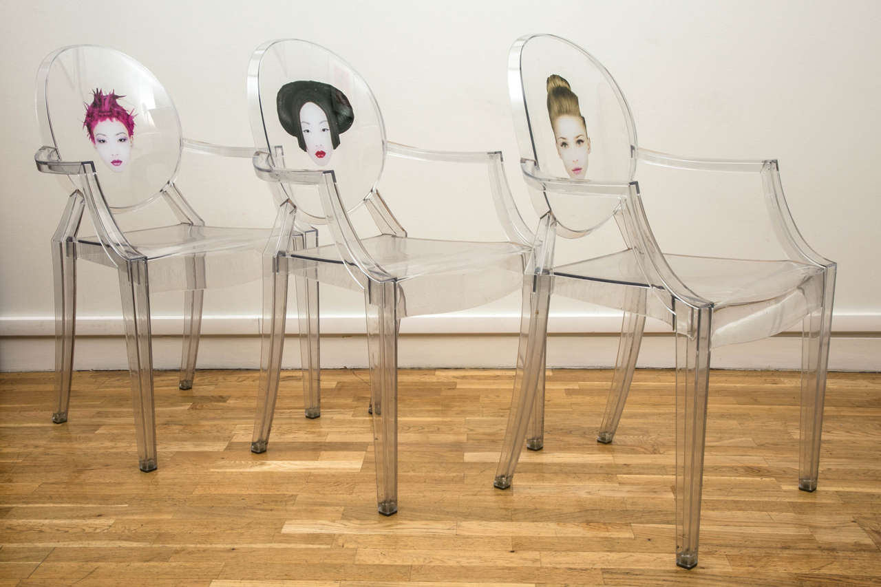 Set of Three Louis Ghost Chairs Exclusively Designed by Philippe Starck ...