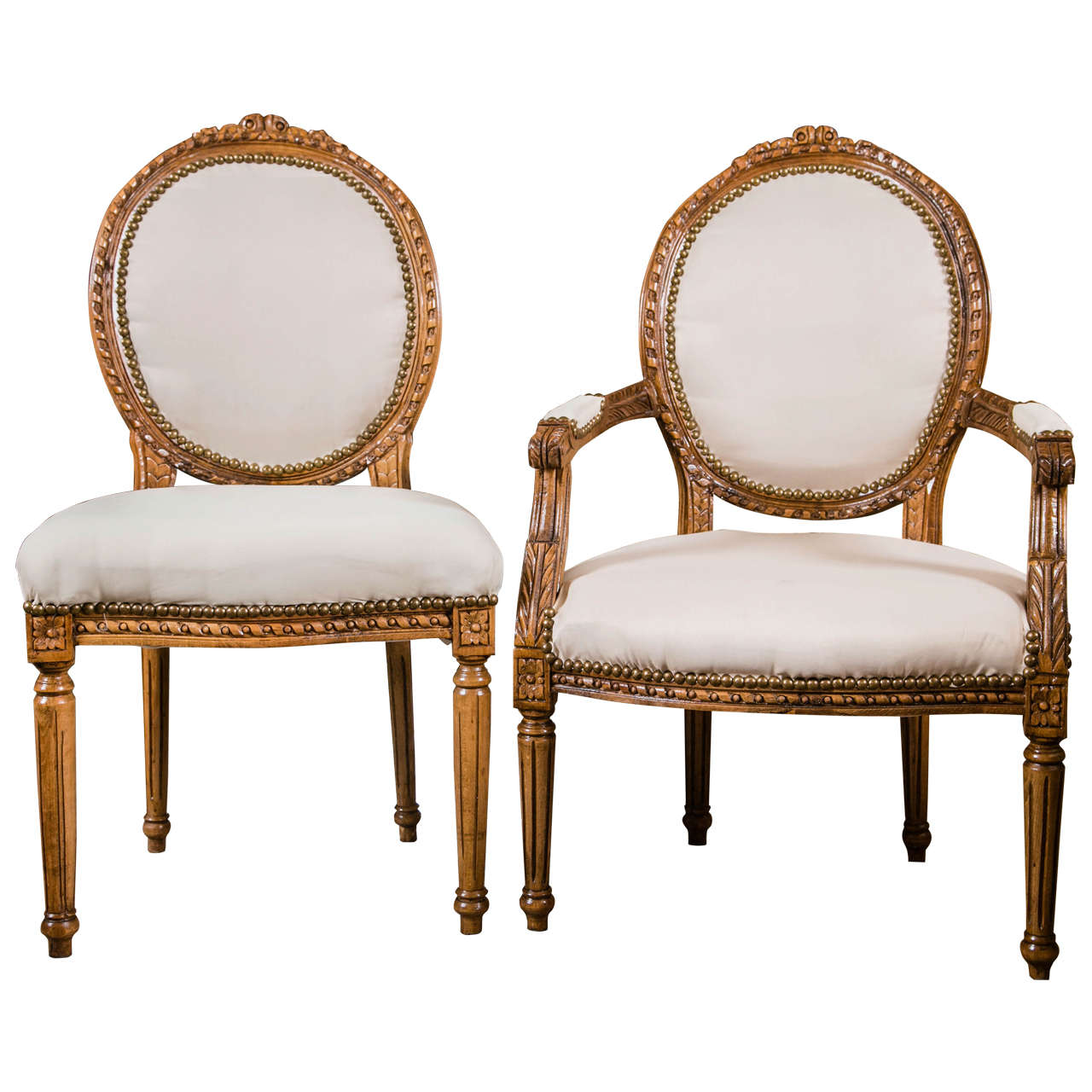 Set of Ten Louis XVI Style Dining Chairs in the Manner of Jansen at 1stDibs
