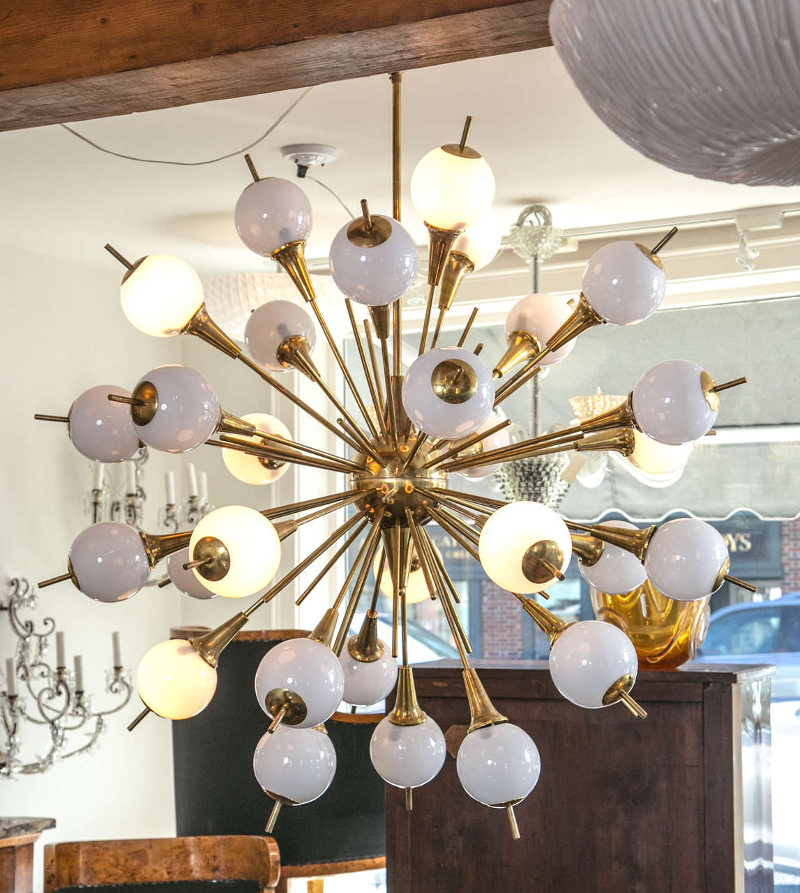 Very Large Sputnik Style Murano and Brass Fixture at 1stDibs