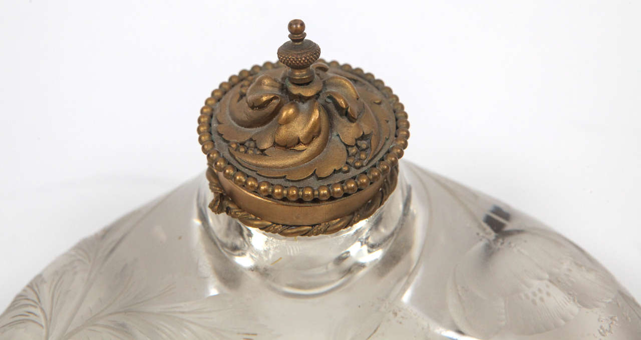 19th Century French Crystal and Doré Bronze Inkwell For Sale at 1stDibs ...
