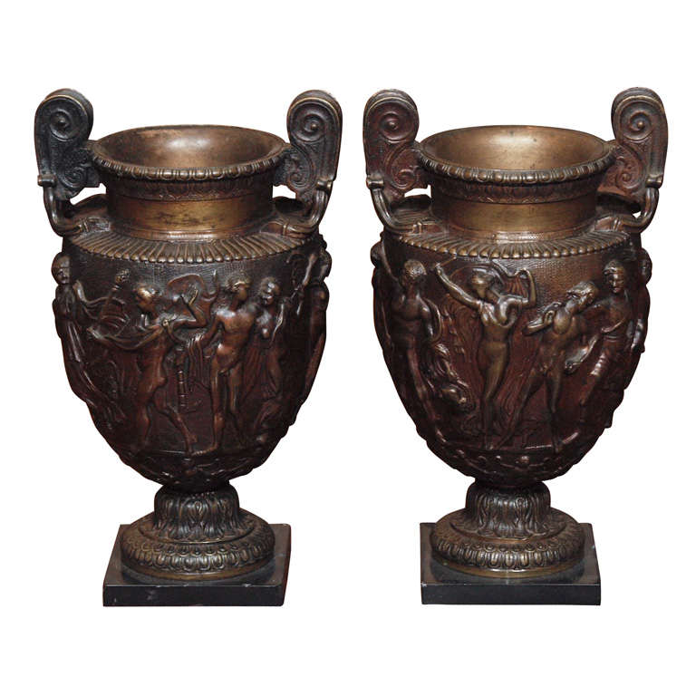Monumental Bronze "Warwick" Vase on Rouge Marble Base For Sale at 1stDibs