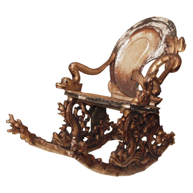 Rare Venetian Silver Gilt "grotto" Fantasy Rocker at 1stDibs