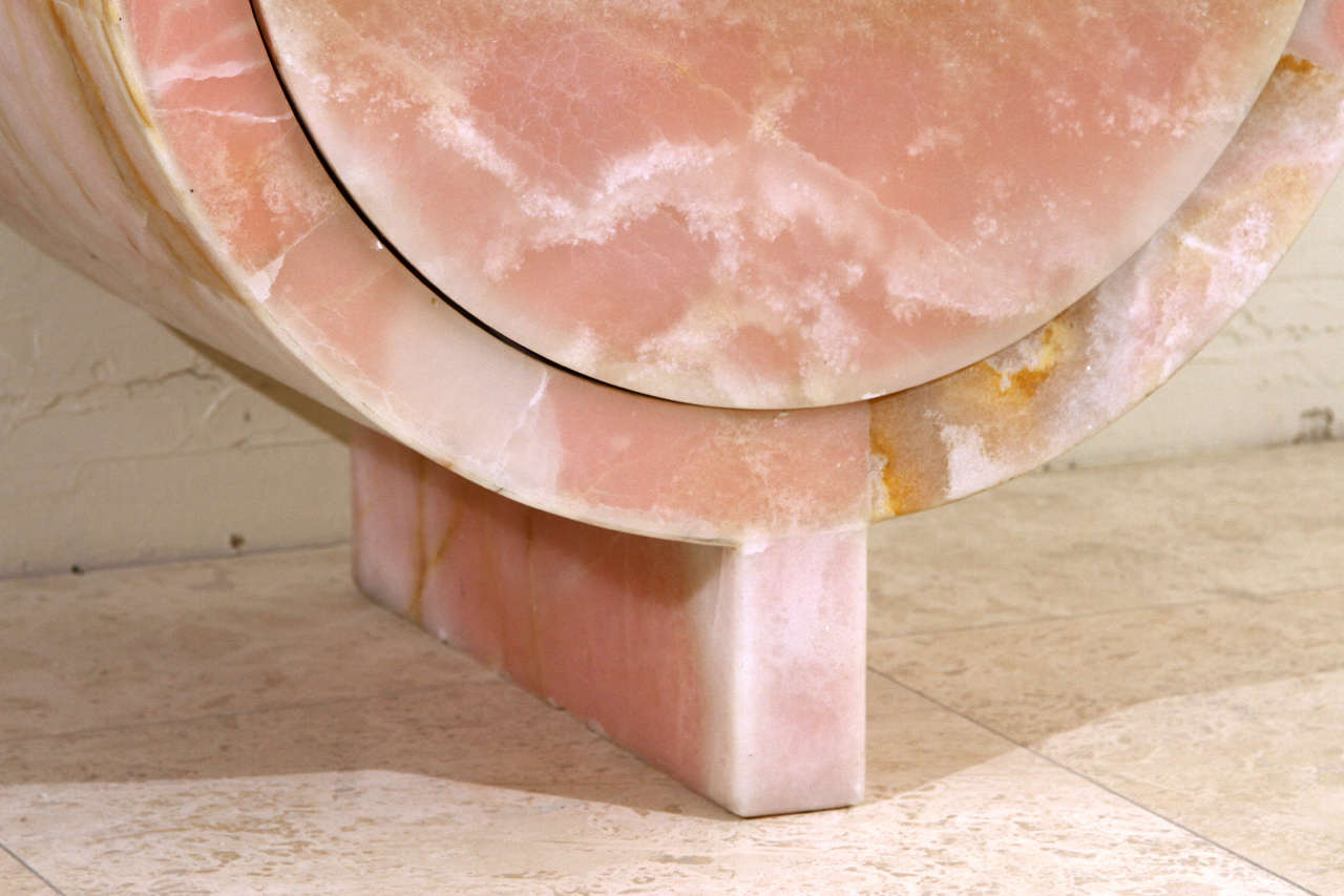 Stunning Art Deco Pink Marble Vanity and Mirror at 1stDibs
