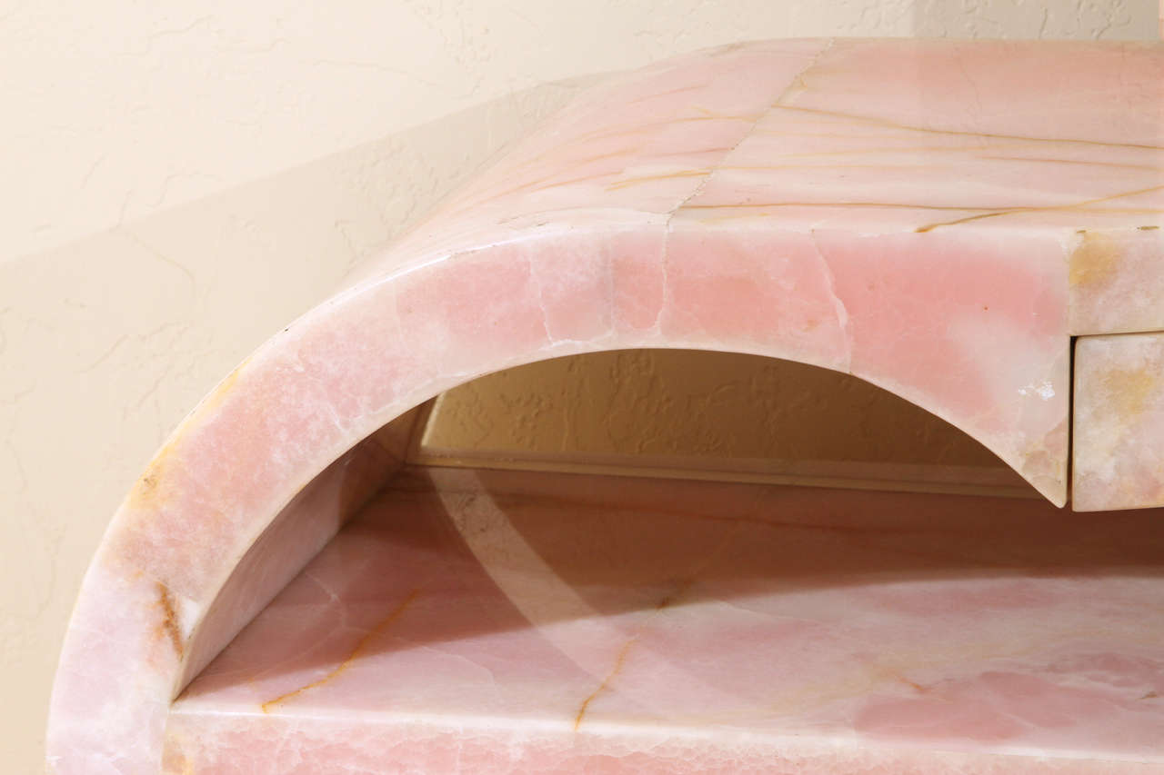 Stunning Art Deco Pink Marble Vanity and Mirror at 1stDibs