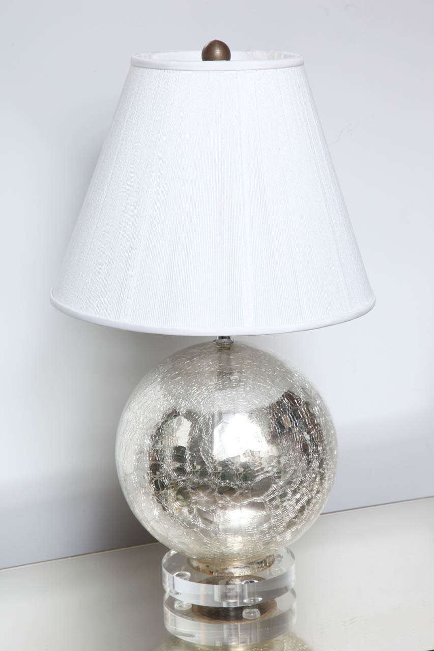 Crackle Mercury Glass Globe Lamps at 1stDibs