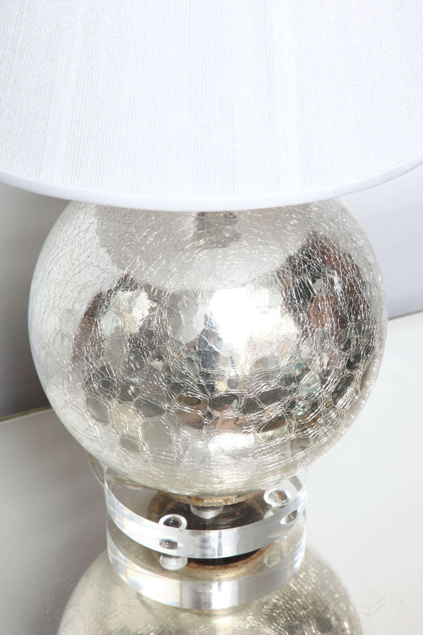 Crackle Mercury Glass Globe Lamps at 1stDibs
