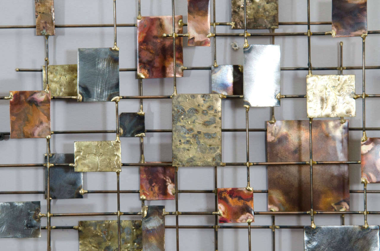 Mixed Metal Geometric Wall Sculpture at 1stDibs | geometric wall sculptures