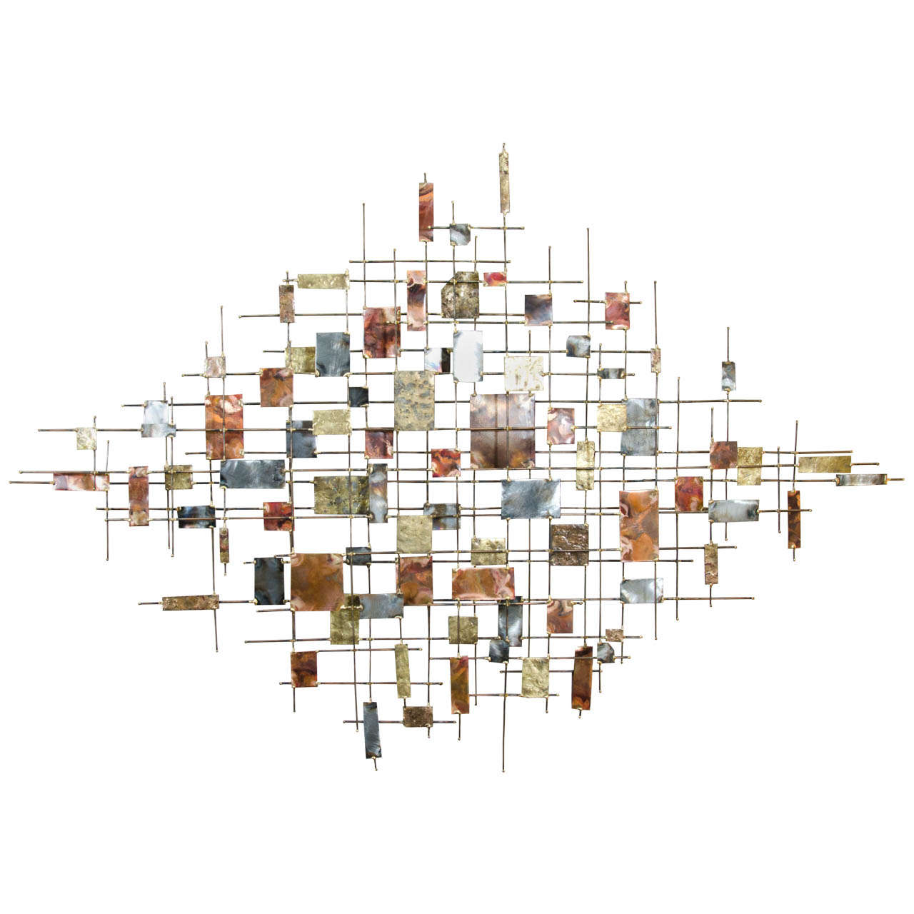 Mixed Metal Geometric Wall Sculpture at 1stDibs | geometric wall sculptures