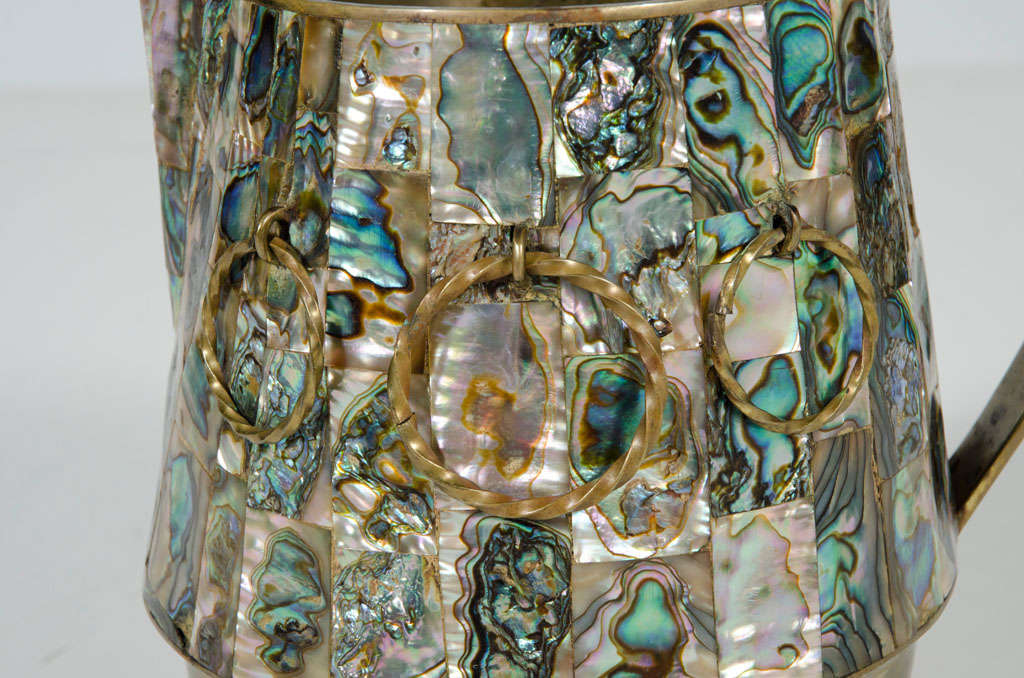 Mexican Abalone Shell and Brass Water Pitcher by Salvador Teran For ...