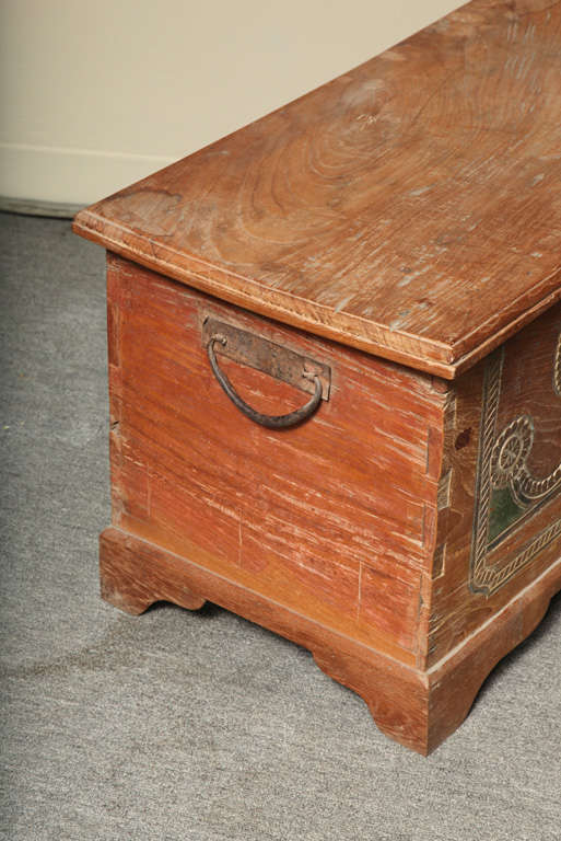 Hand-Carved and Painted Dutch Colonial Style Wedding Trunk with Painted ...