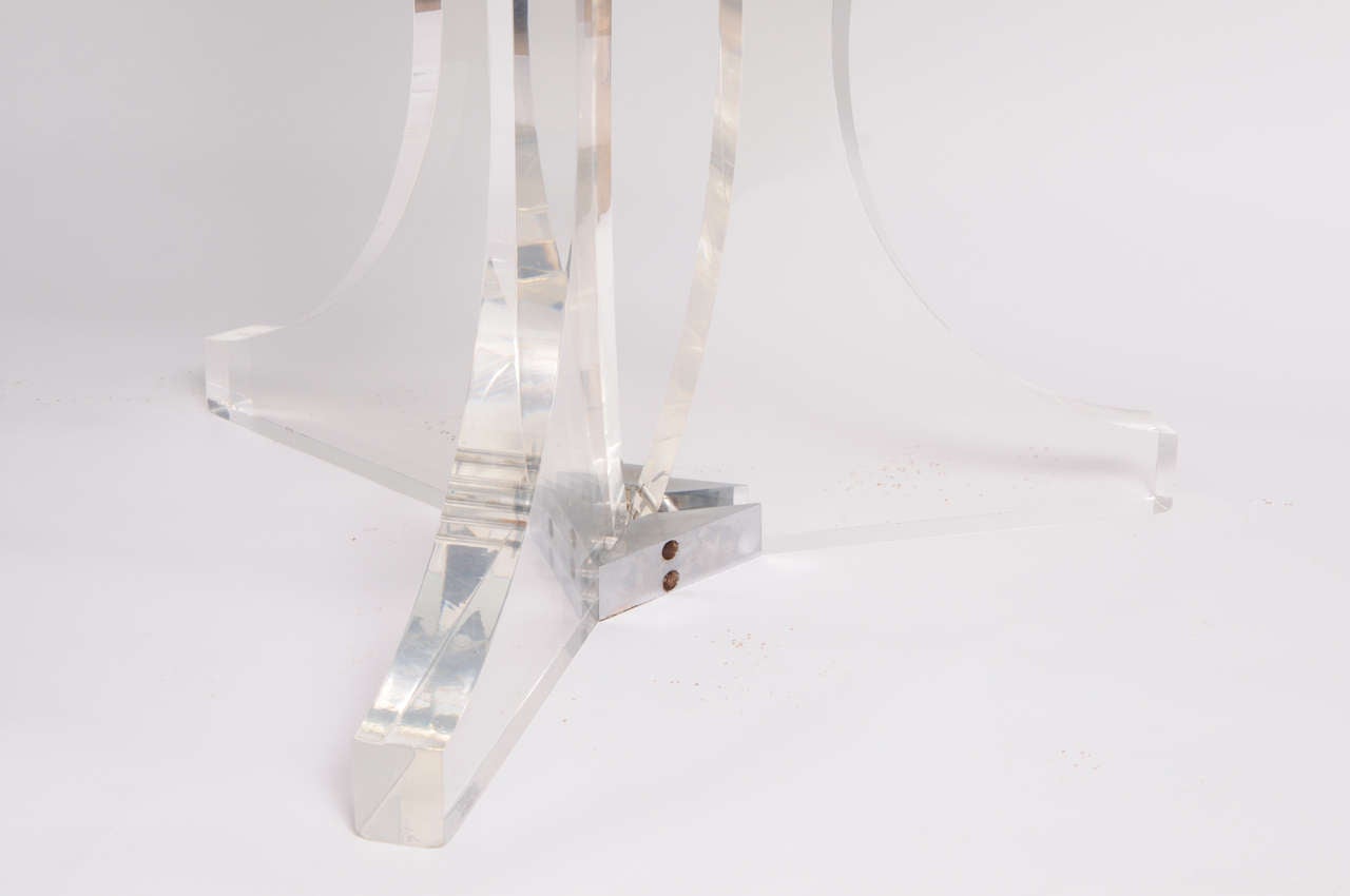 A Stunning Lucite and Chrome Table Base and Glass Top at 1stDibs