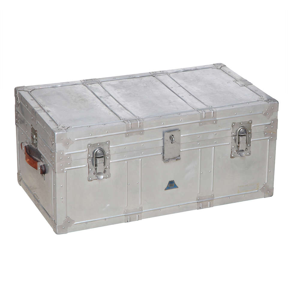 Vintage Aluminum Trunk For Sale at 1stDibs