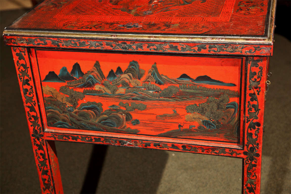 Red Lacquer Chinoiserie Desk at 1stDibs | red lacquer desk, red ...