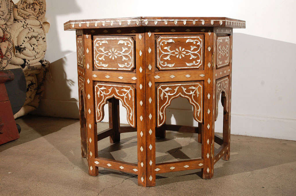 Large Anglo Indian Center Table Inlaid with Mother of Pearl at 1stDibs