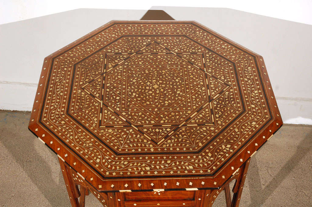 Anglo Indian folding Rosewood Ivory Inlaid Octagonal Side Table at 1stDibs