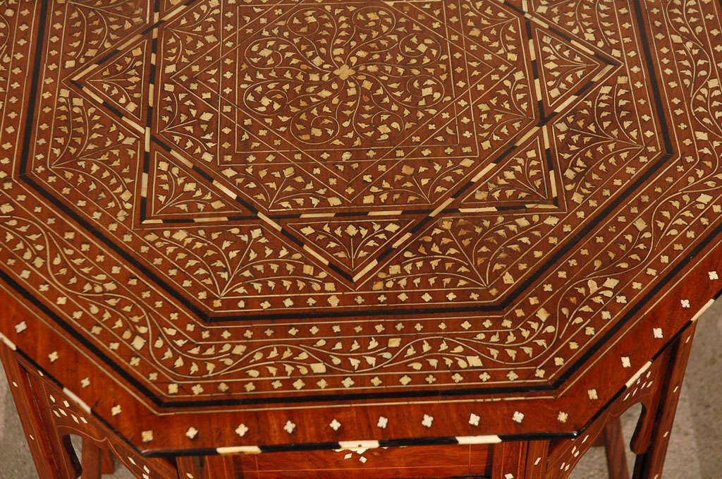 Anglo Indian folding Rosewood Ivory Inlaid Octagonal Side Table at 1stDibs