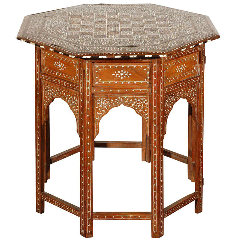 Anglo-Indian Octagonal Table with Inlay Chess Board at 1stDibs