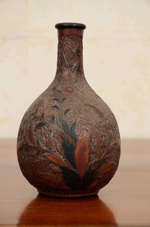 Pair of Japanese Meiji Jiki-Shippo Vases with Bird Motifs at 1stDibs