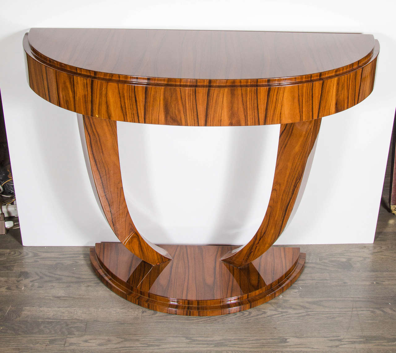 Art Deco Demilune Console Table in Book-Matched Rosewood at 1stDibs ...