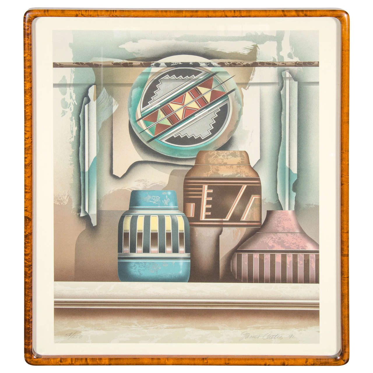 Original Lithograph by James Carter with Southwest Pottery Theme For ...