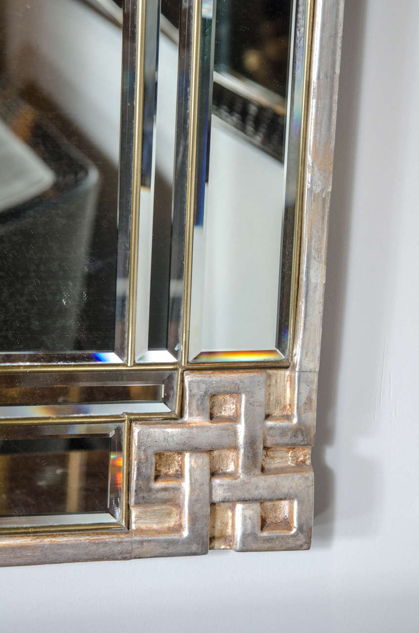 Mid-Century Modernist Mirror with Woven Design Border in Moon Glow ...