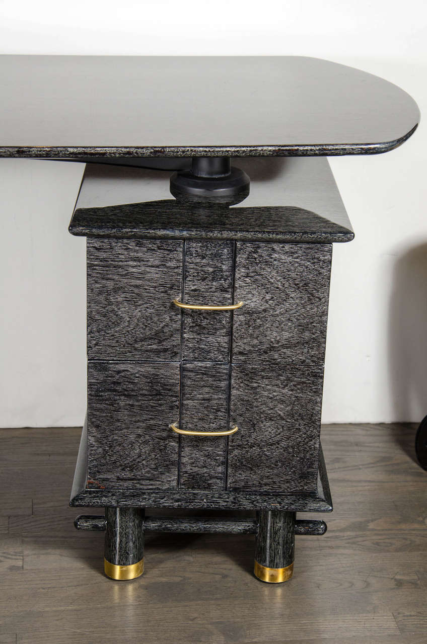 Exceptional Mid-Century Modernist Silver Cerused Oak Desk with Pivoting ...