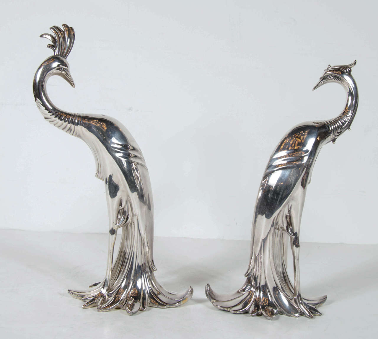 Gorgeous Pair of Art Deco Silver-Plate Peacock Sculptures at 1stDibs ...