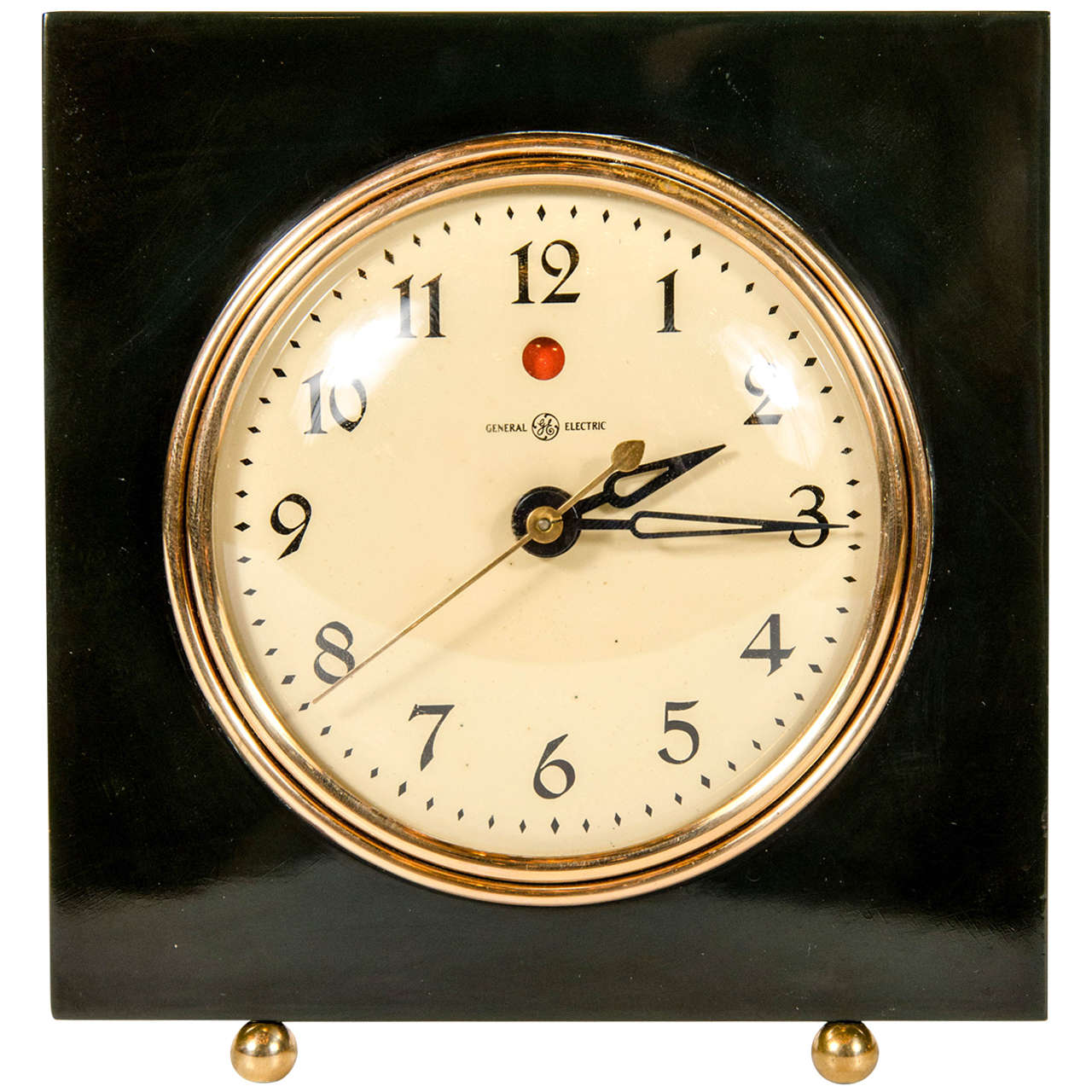 Art Deco Streamlined Vitrolite and Brass Clock by General Electric at ...