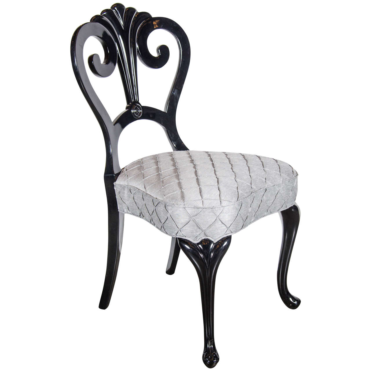 Rare Pair of Dorothy Draper Original Leather Scroll Back Klismos Salon ...