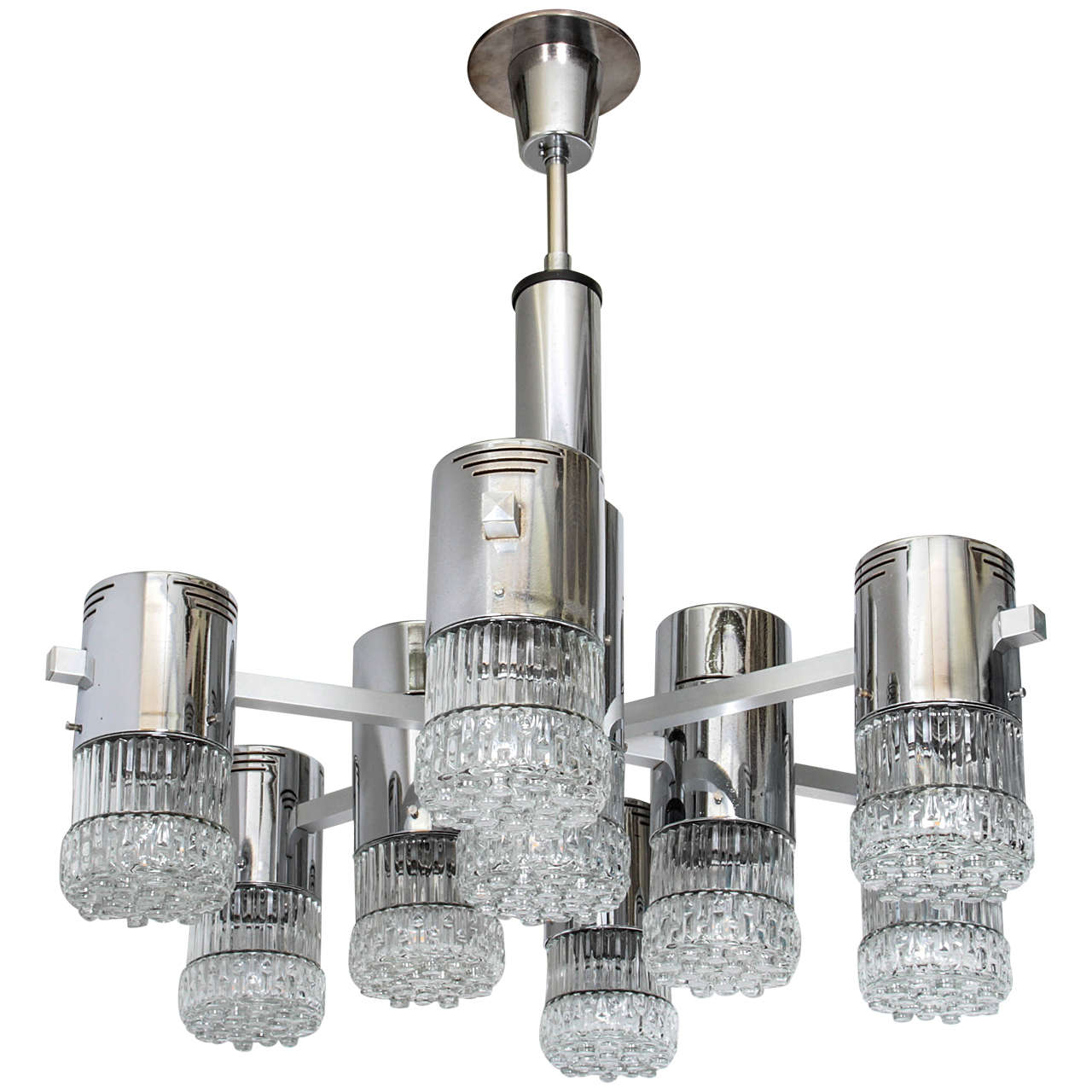 Mid-Century Modern "Sputnik" Chandelier, Nine-Light with Bubble Glass ...