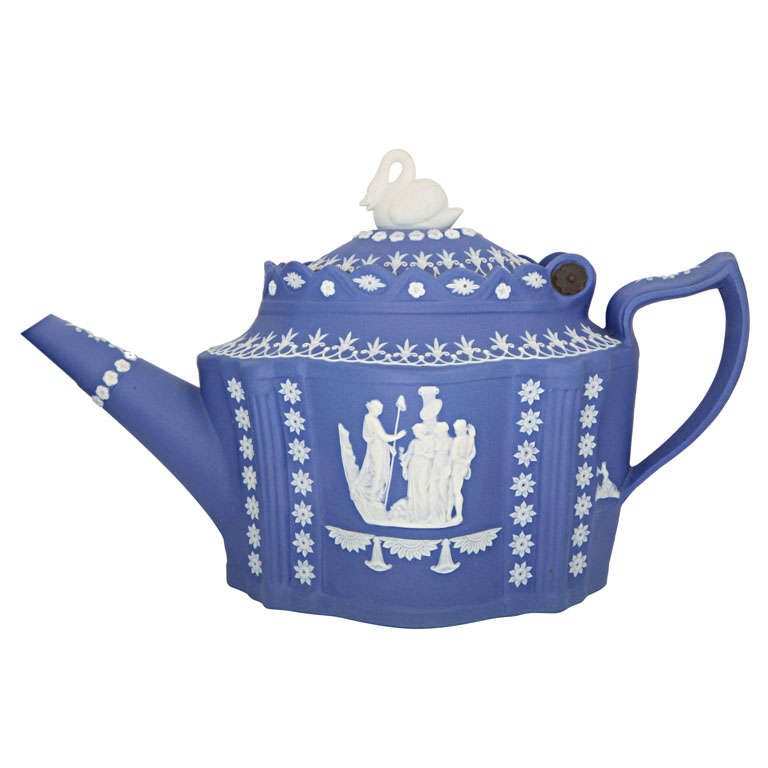 A Rare Unmarked Adams Jasper Teapot For Sale at 1stDibs