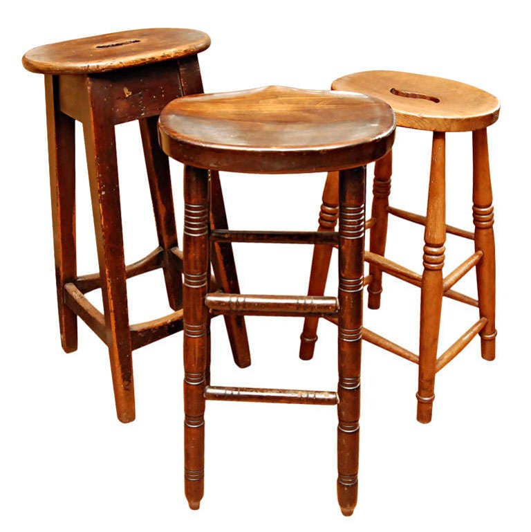 3 English Pub Stools at 1stDibs