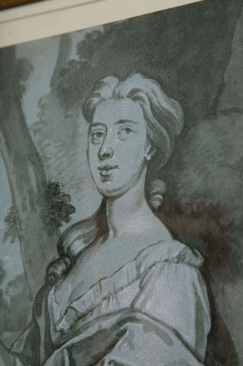 Pair of Early 18th Century Portrait Drawings Attributed to Byng For ...