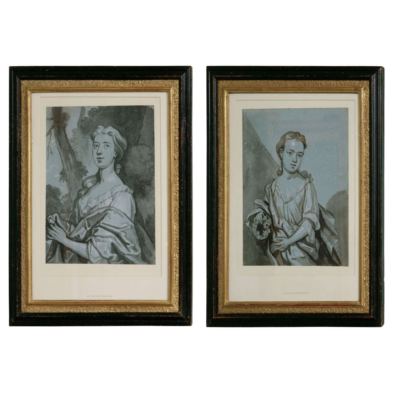 Pair of Early 18th Century Portrait Drawings Attributed to Byng For ...