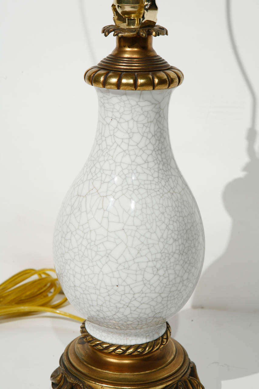 Crackle Vase Lamp with Bronze Mounts For Sale at 1stDibs