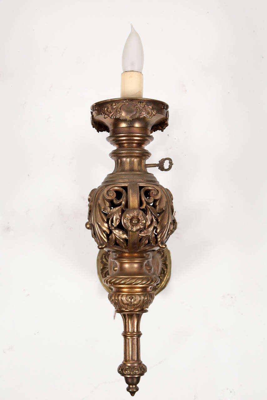 Pair of Solid Cast Bronze Victorian Dolphin Sconces For Sale at 1stDibs
