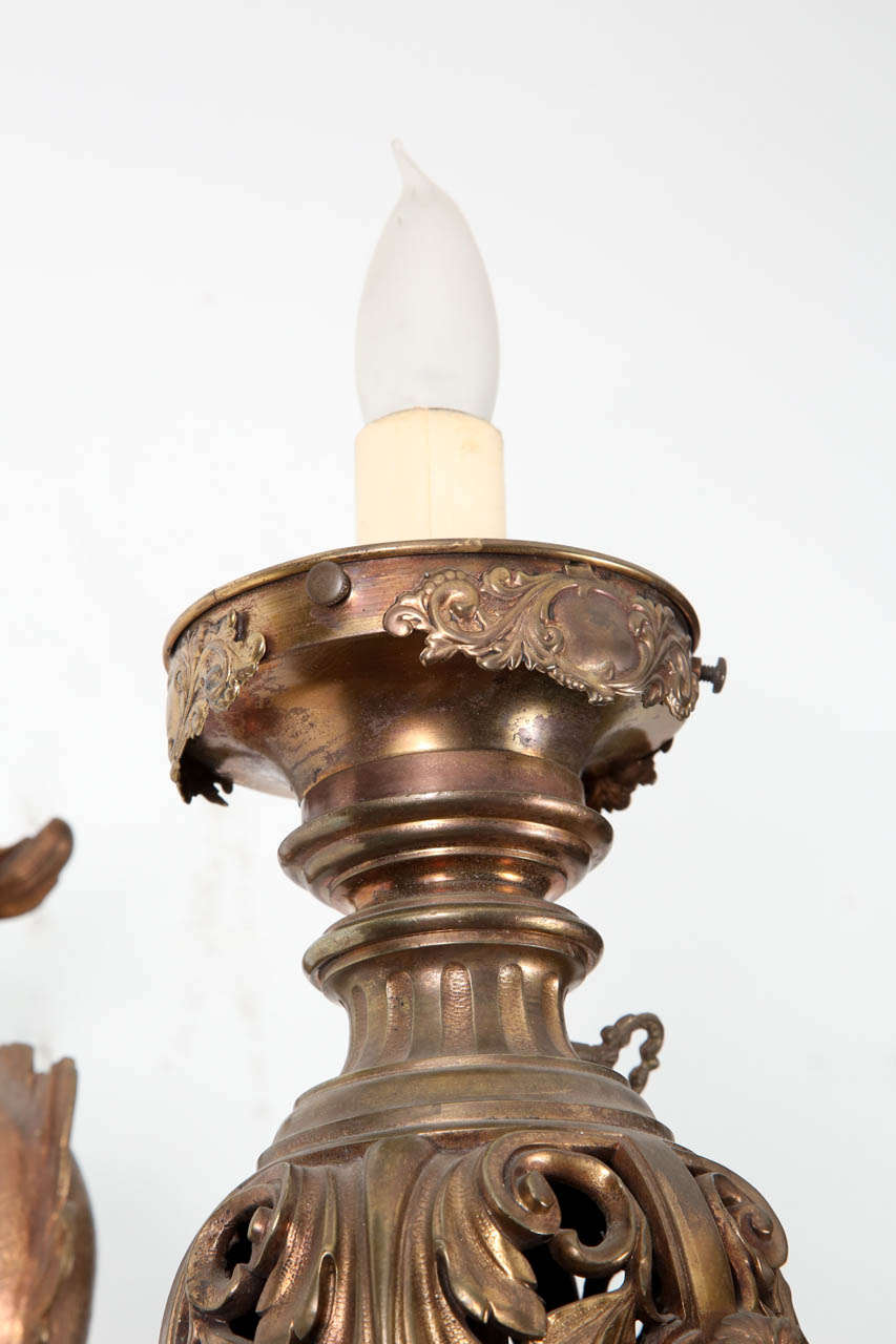 Pair of Solid Cast Bronze Victorian Dolphin Sconces For Sale at 1stDibs